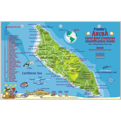 Franko Maps, Aruba Reef Creatures Fish ID-Card - Scuba
